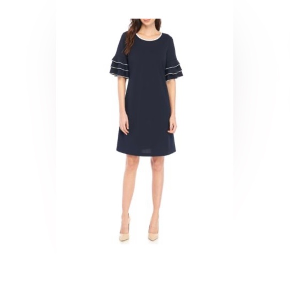 Perceptions | Dresses | Perceptions Short Ruffle Sleeve Navy Dress ...